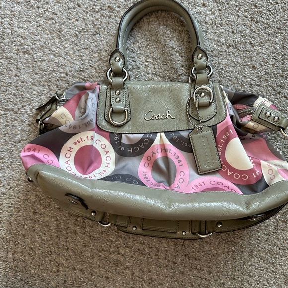 Coach | Bags | Coach Multicolor Satchel With Gray And Pink Accents ...